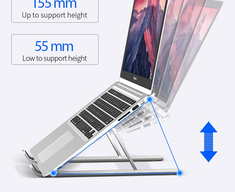 Aluminium Laptop Stand Bracket PC Notebook Adjustable Height Aluminum ...