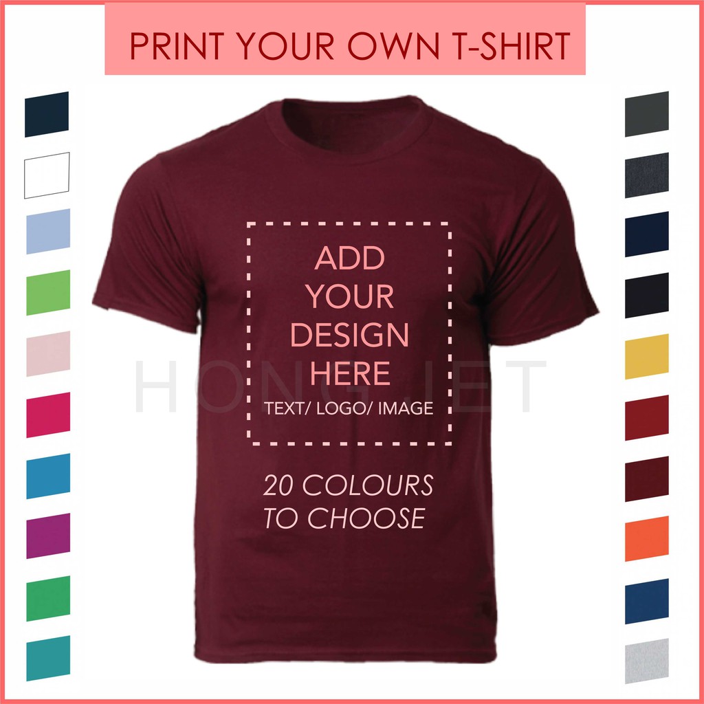 CUSTOM T-Shirt Printing Short Sleeve (22 Colours ) Cetak Baju, Print ...