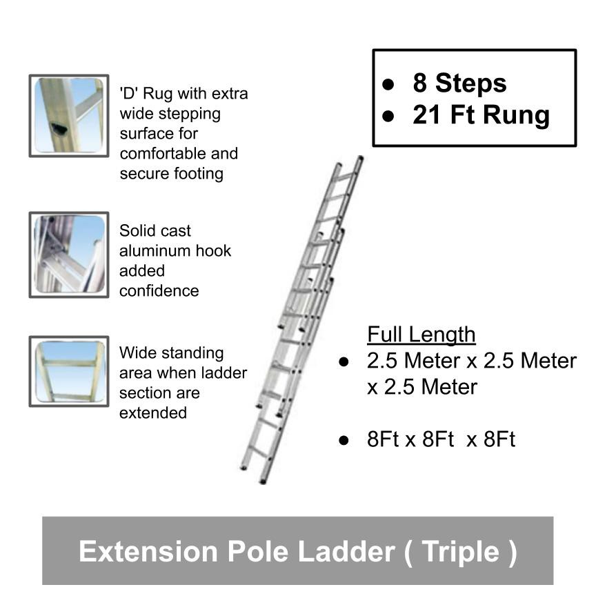 Tangga Murah Aluminium 21 Ft Rungs Heavy Duty Triple Extension Ladder 8 ...