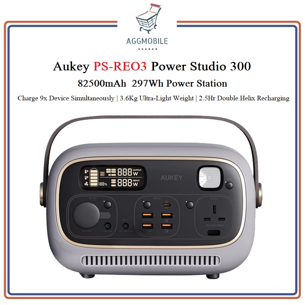 Aukey PS-RE03 Power Studio 300 82500mAh 297Wh Power Station Charge 9x Devices Simultaneously | 3 ...