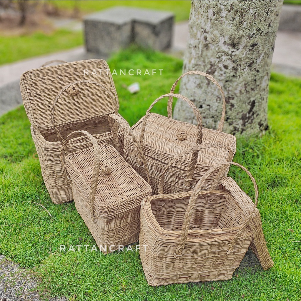 Bakul Rotan / Bakul Rotan Tutup / Bakul Susu / Rattan Basket | Shopee ...