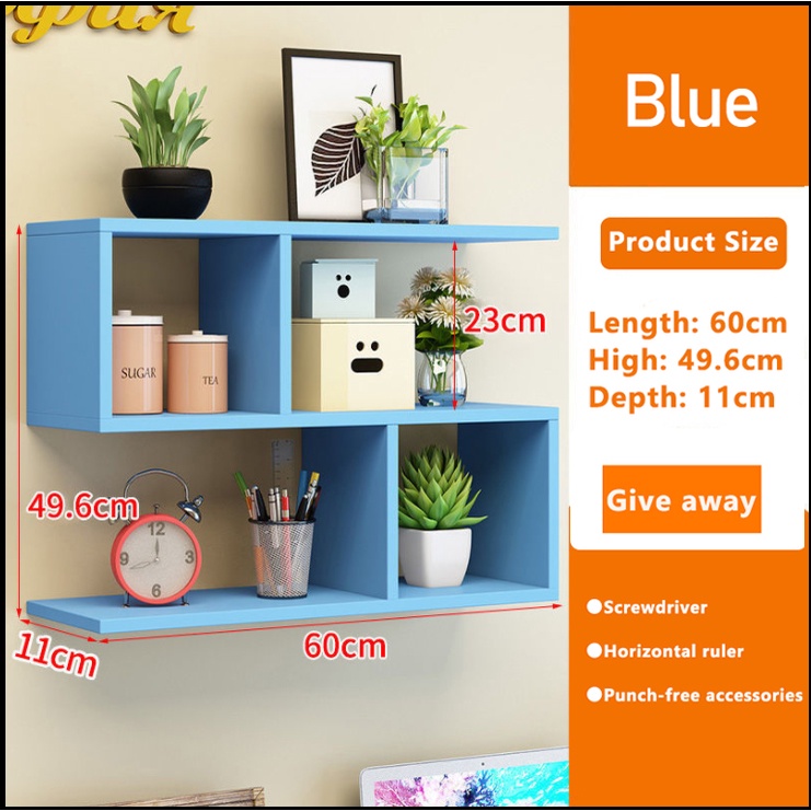 Rak Buku Atas Dinding Rak Dinding Tergantung Rak Gantung Tanpa Buat ...