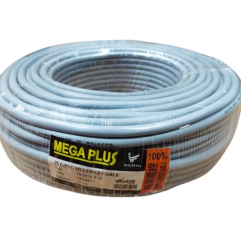 MEGAPLUS Wayer FULL PURE COPPER PVC MULTIPLE CABLE WIRE FLEXIBLE 3 CORE ...