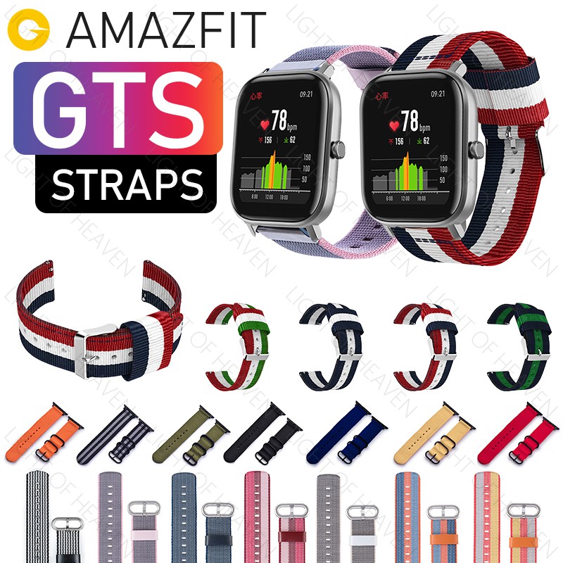 Amazfit GTS 4 3 2 2e mini Bip U S Pop Pro Lite GTR 42mm 20mm Nylon ...