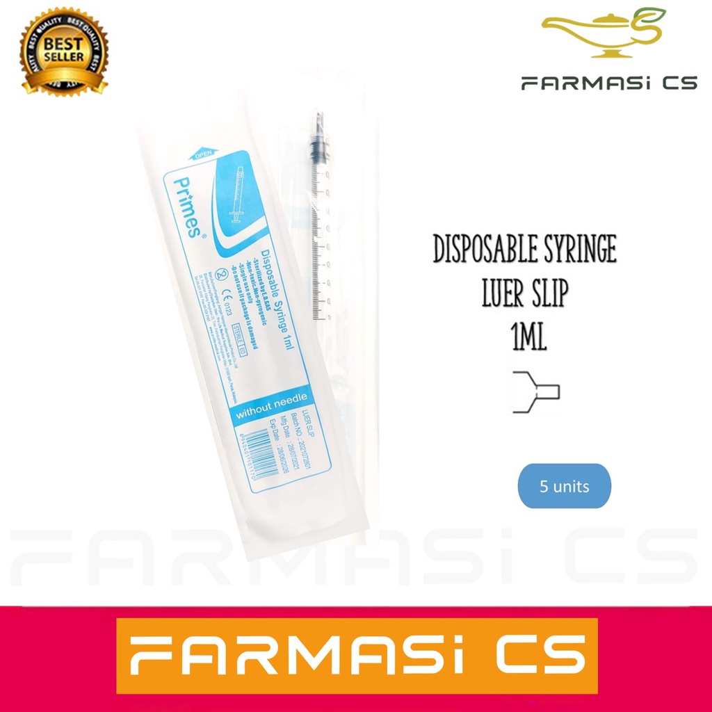 Primes/Aros Disposable Syringe 1ml Luer Slip 5 units [ Without needle ...
