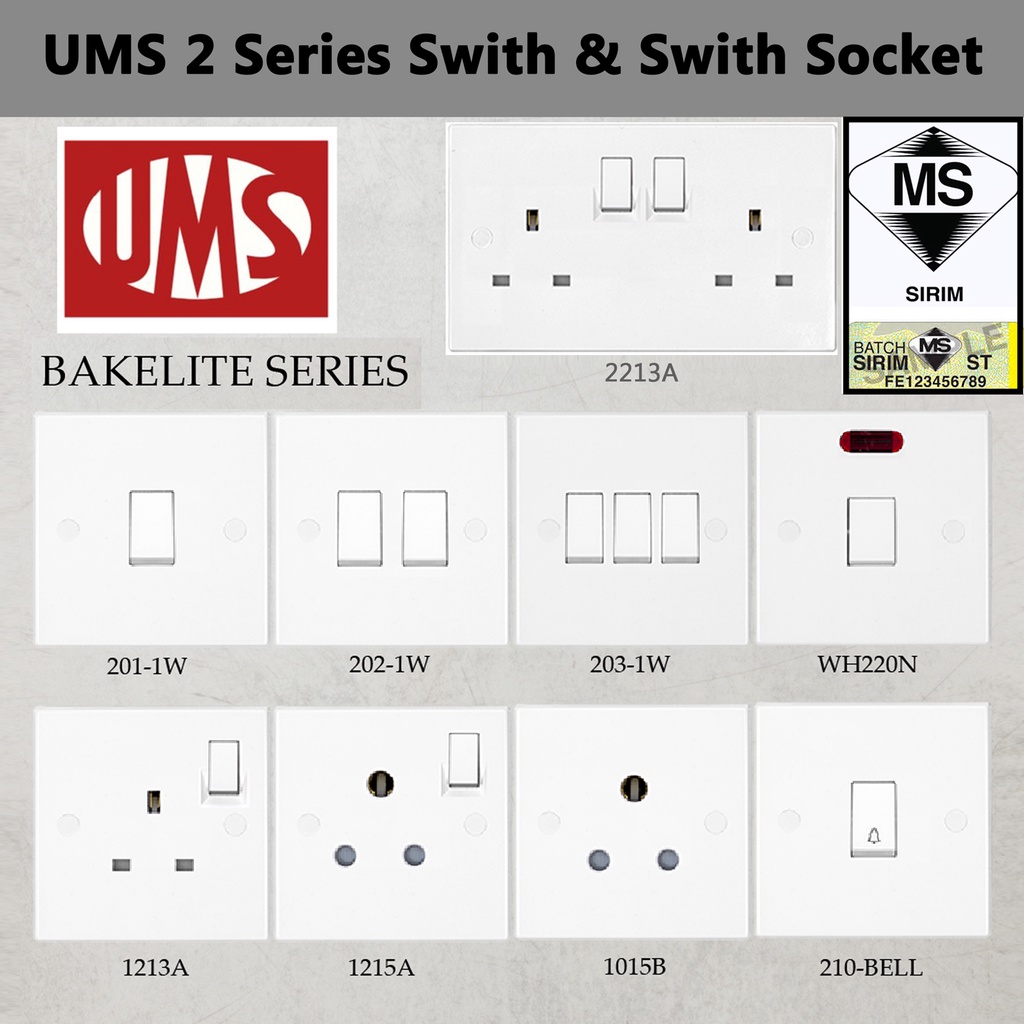 UMS 2 Series Flush Mounting Switch and Switch Socket [SIRIM] (White ...