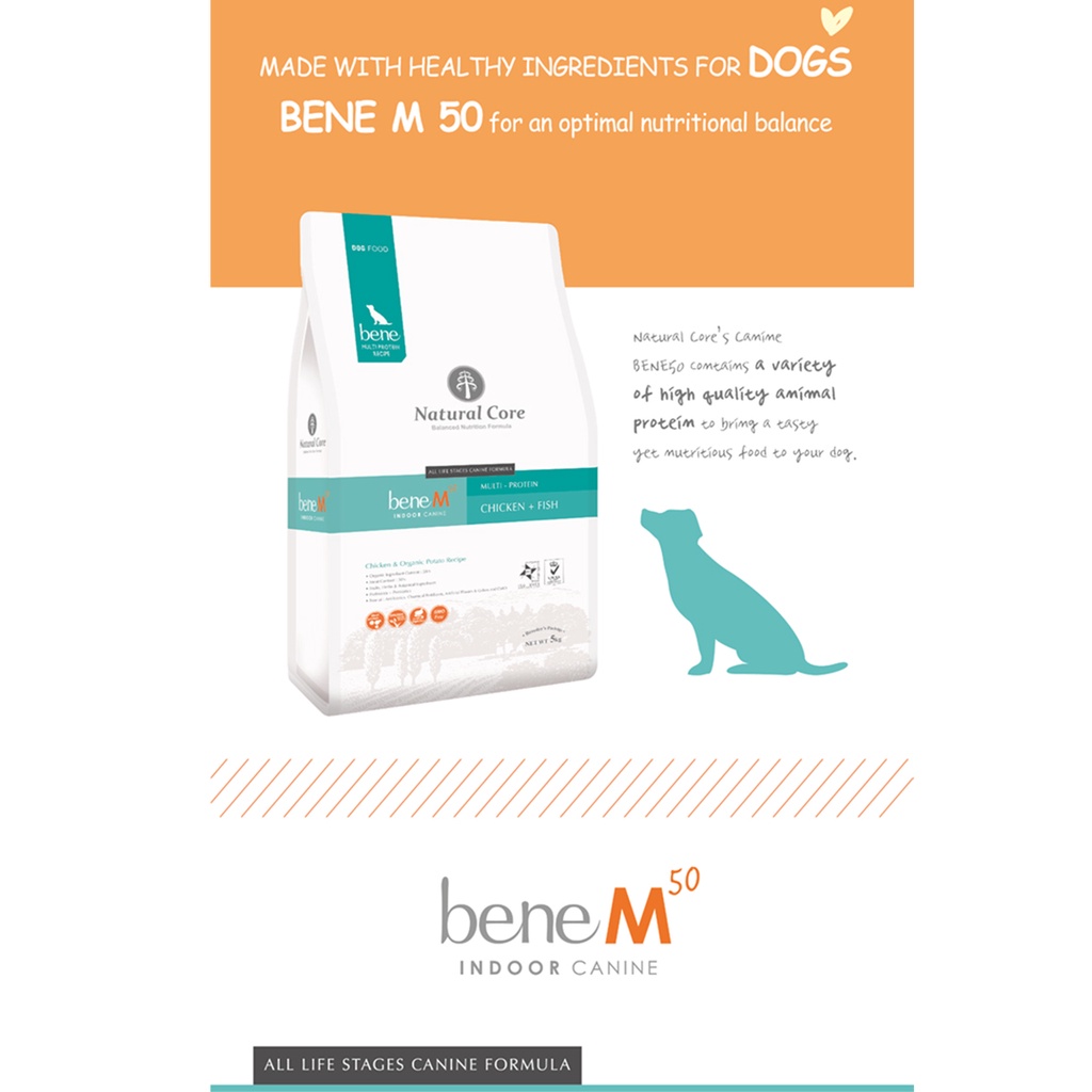 Natural Core Bene M50 Chicken & Fish Formula Dog Food For Dog 10Kg ( 500g x 20packs ) | Shopee ...