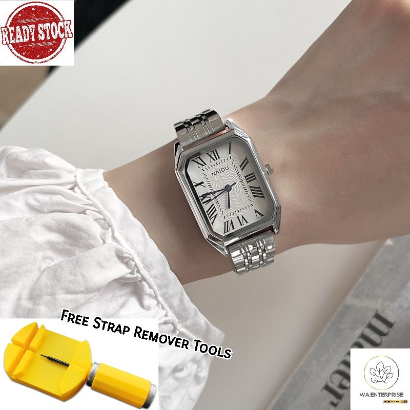 (READY STOCK) Simple Elegant Small Retro Rectangle Roman Numeral Steel ...