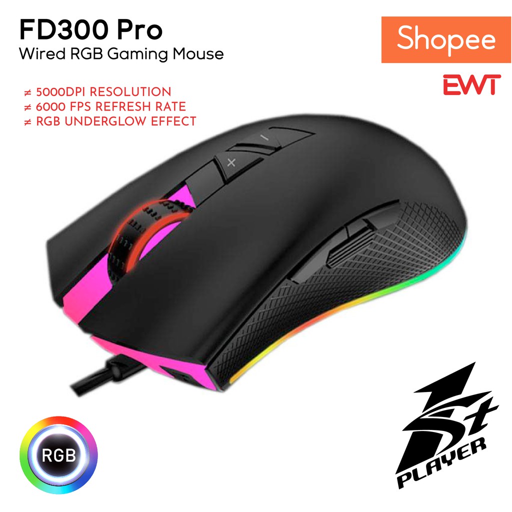 1st Player Fire Dancing FD300 Pro USB Wired RGB Gaming Mouse | Shopee ...