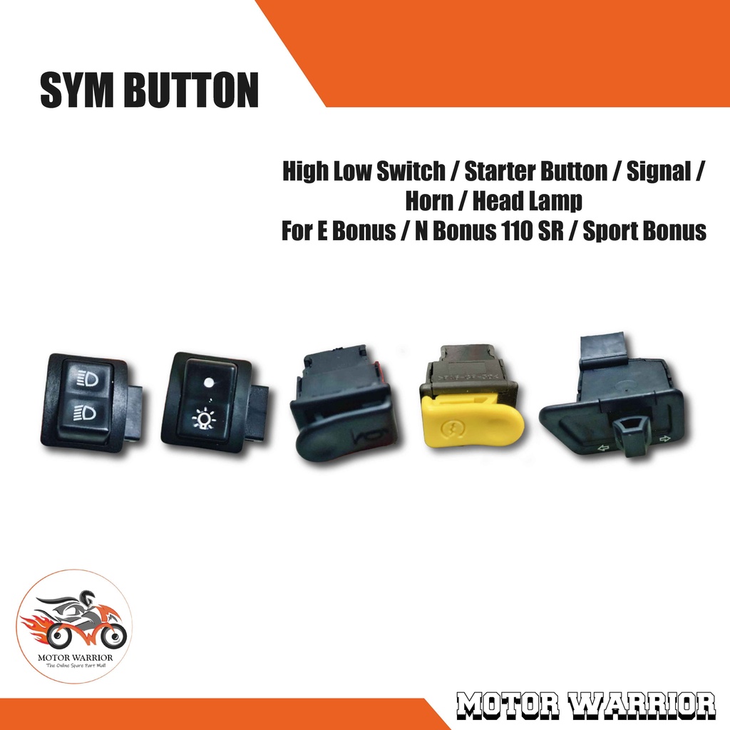 SYM BUTTON HIGH LOW SWITCH / STARTER BUTTON / SIGNAL / HORN / HEAD LAMP ...