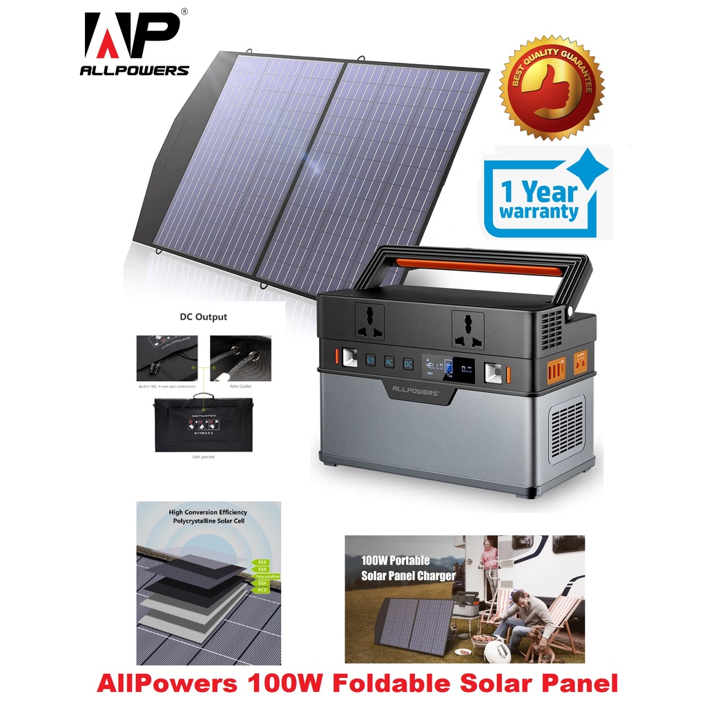 AllPowers AP-SP100W Portable Foldable Solar Panel (Polycrystalline ...