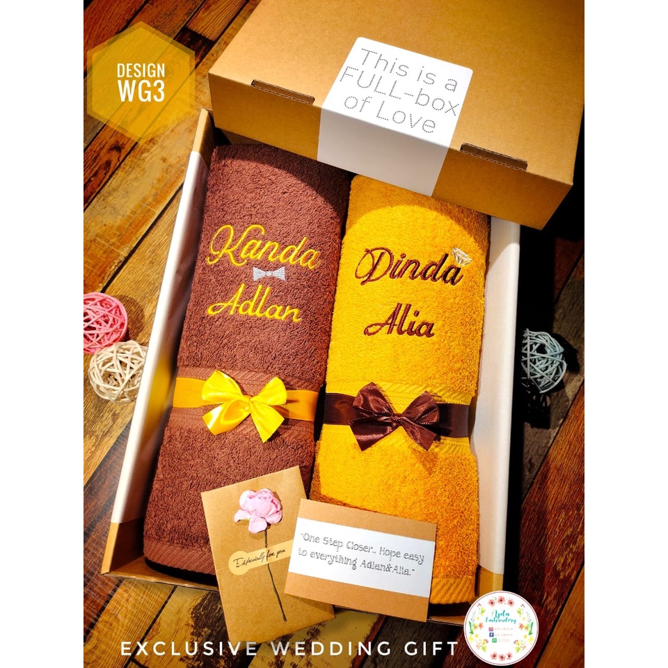 PREMIUM WEDDING GIFT TOWEL WITH BOX / TUALA SULAM / HADIAH KAHWIN ...