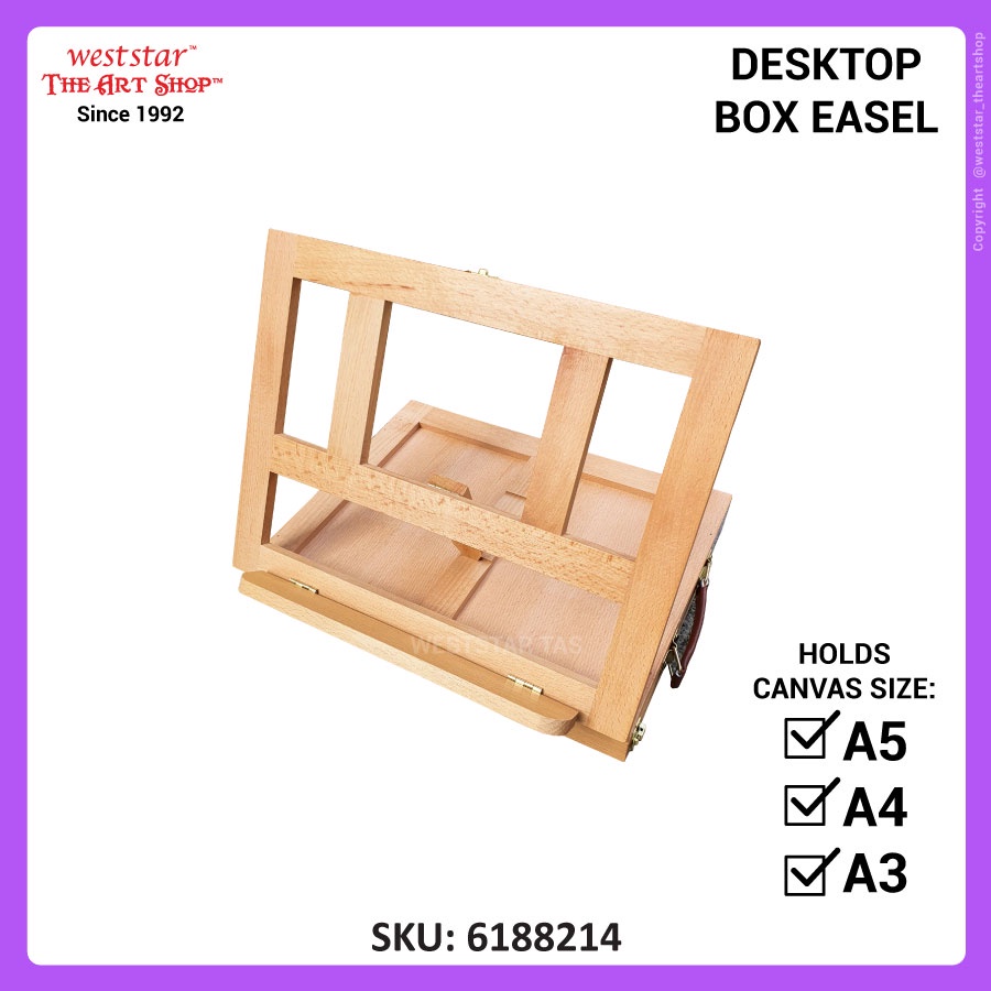 [Weststar TAS] A5,A4,A3 Beech Wood Desktop Box Easel, Desktop Wooden ...