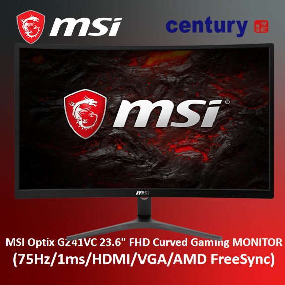 MSI Optix G241VC 23.6" FHD Curved Gaming MONITOR (75Hz/1ms/HDMI/VGA/AMD ...