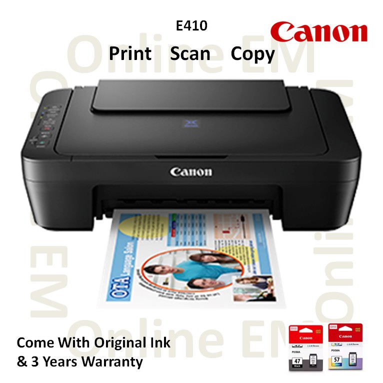 Canon PIXMA E410 All in One Inkjet Printer Print / Scan / Copy | Shopee ...
