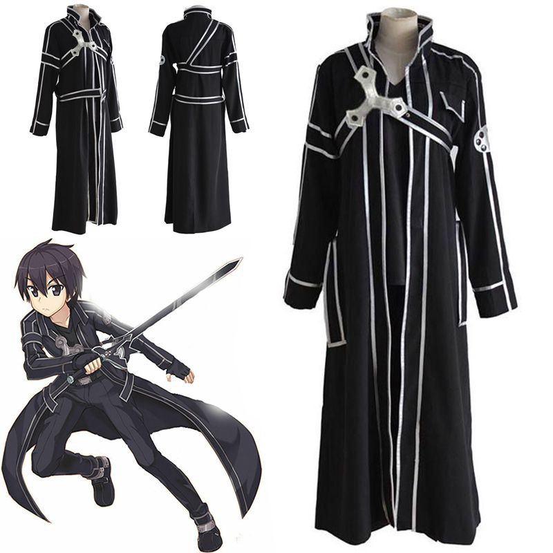 Anime Sword Art Online SAO Kirito Kirigaya Kazuto Complete Costume ...