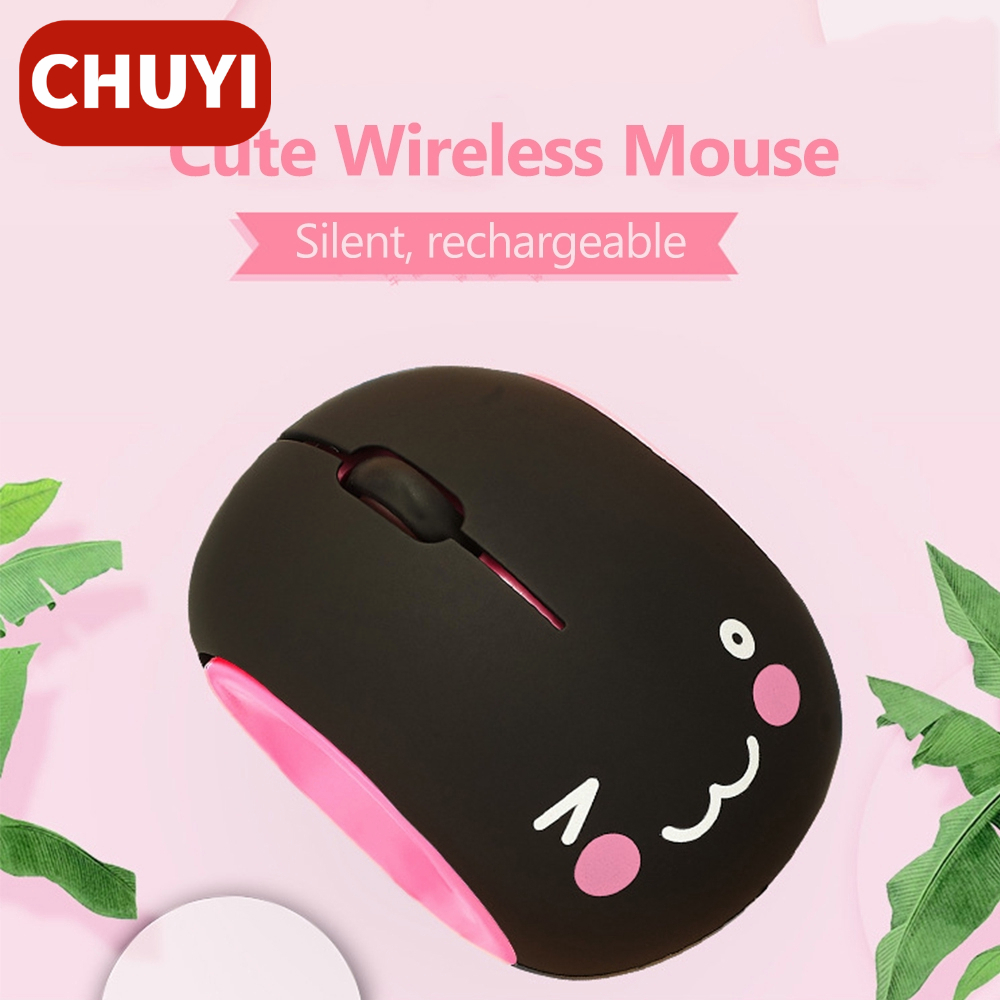 Cute Cartoon Frost Wireless Mouse Rechargeable Silent Ergonomic Optical ...