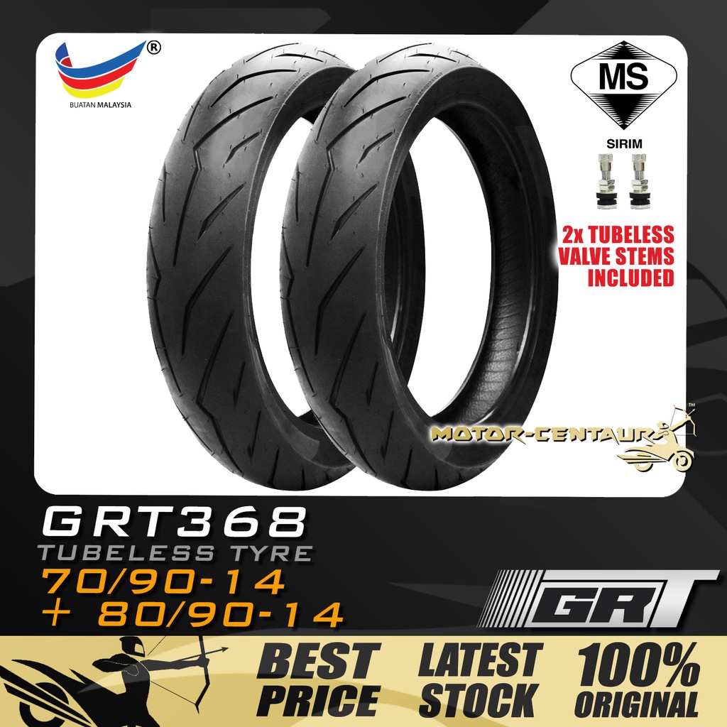 TAYAR MOTORSIKAL GRT GRT368 TUBELESS TYRE 70, 80, 90, 100, 110, 120 -14 ...