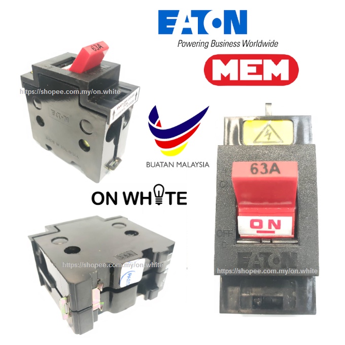 EATON /MEM 63a 2p isolator/main switch ( Black )for Eaton / MEM DB ...