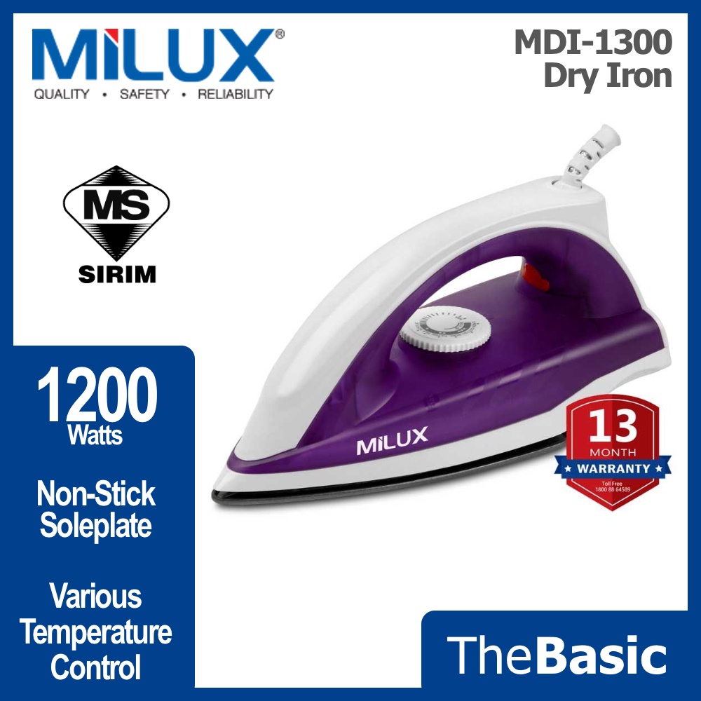 MILUX 1200w Non-Stick Soleplate Electronic Iron (MDI-1300 , MDI1300 ...