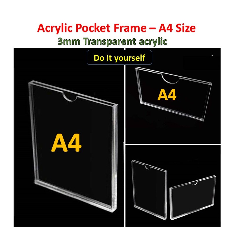 *Limited Time Offer*DIY Acrylic Pocket Display Frame - A4 Size -DO IT ...