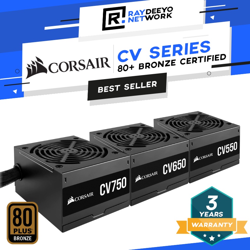 Corsair CV Series CV550 / CV650 / CV750 550W / 650W / 750W Power Supply Unit PSU [80 Plus Bronze ...