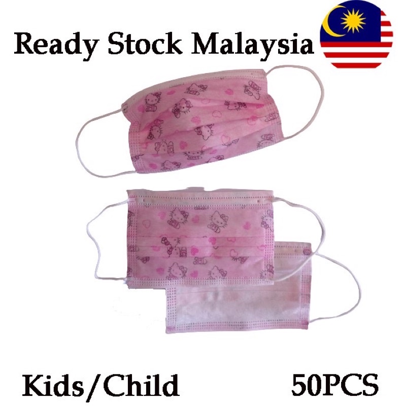 Hello Kitty Pink Cartoon Face Mask Kids 3ply 50pcs Earloop Malaysia ...