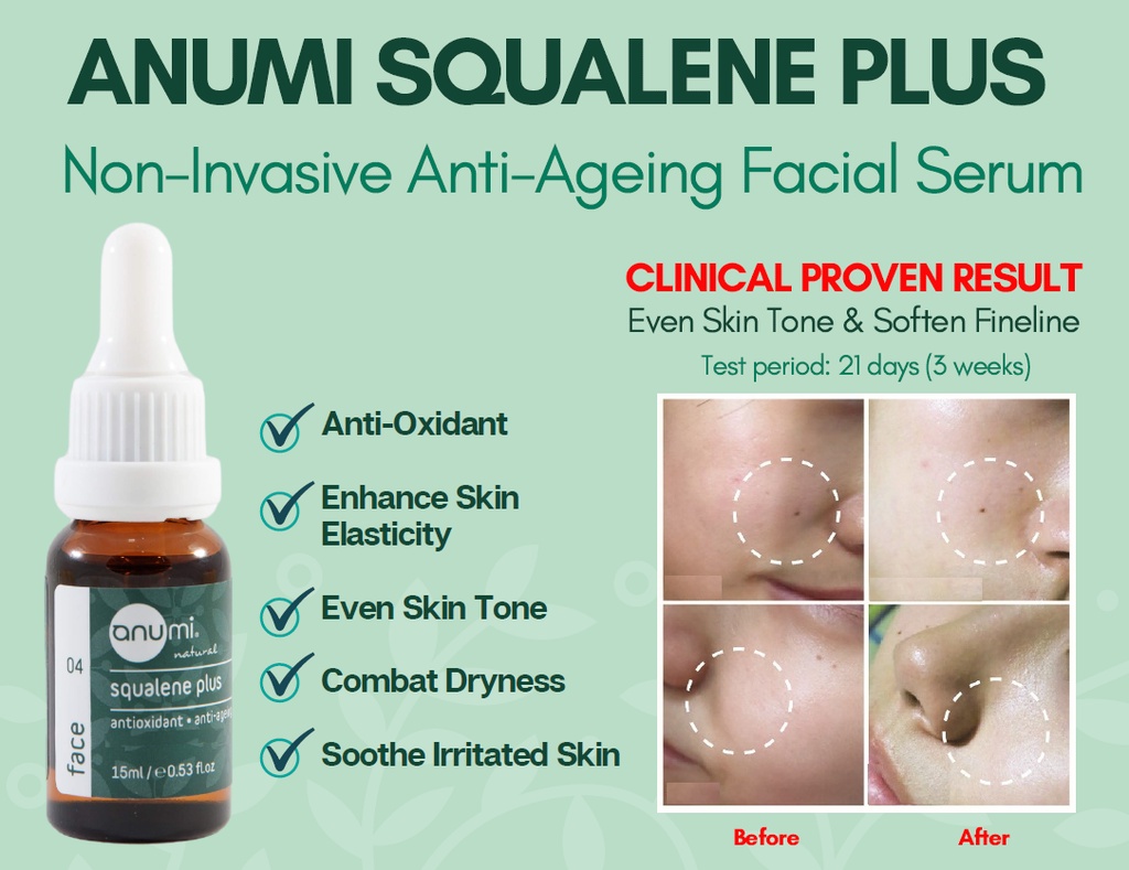 ANUMI FACE SERUM SQUALENE PLUS 15ML FOR ANTIOXIDANT, ANTI-AGEING & ANTI ...