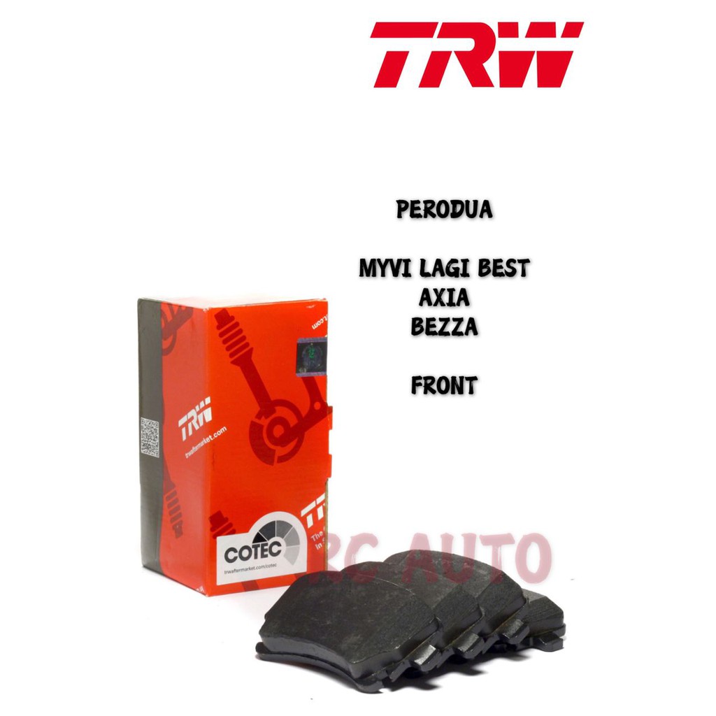 TRW FRONT PERODUA MYVI LAGI BEST AXIA BEZZA DISC BRAKE PAD SET ORIGINAL ...