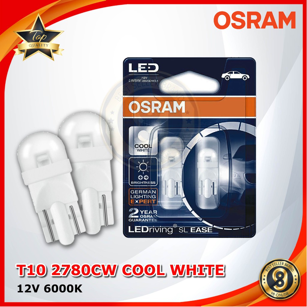 Original Osram T10 2780CW W5W 12V 6000K Cool White LED Bulb (2pcs ...