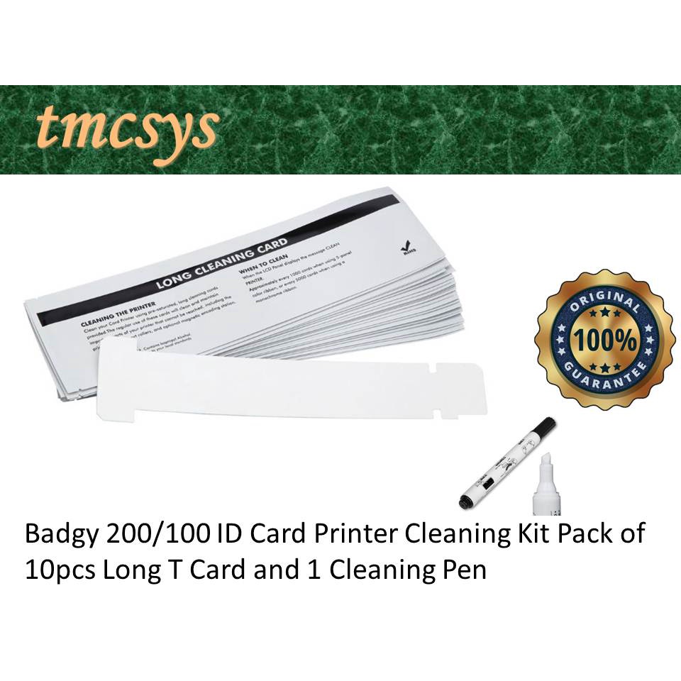Badgy 100/200 ID Card Printer Cleaning Kit Pack of 10pcs Long T Card ...