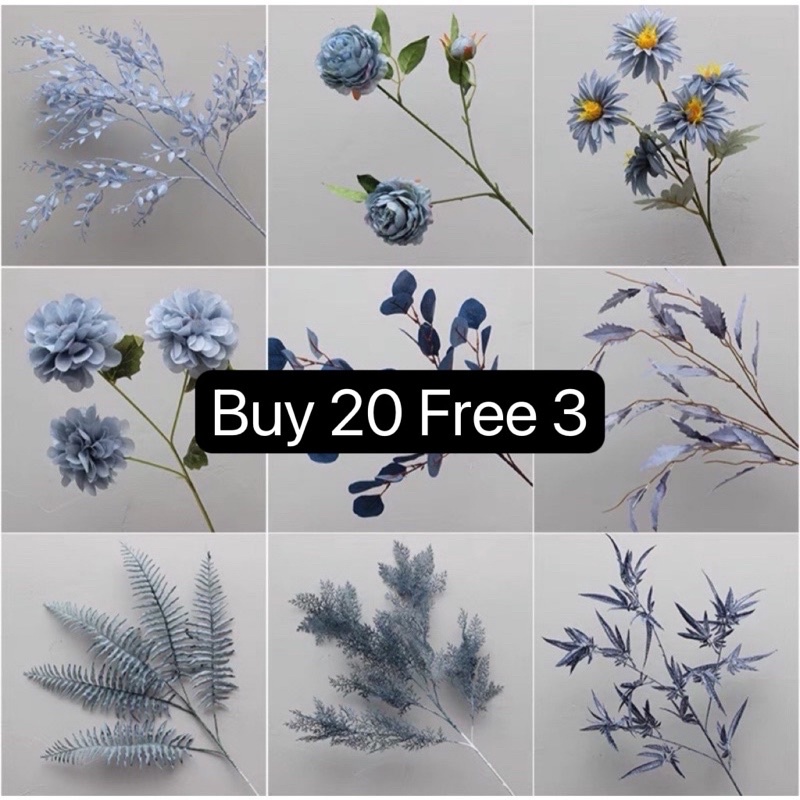 Blue Colour Artificial Flower Leaves Home Decor Wedding Handmade DIY ...