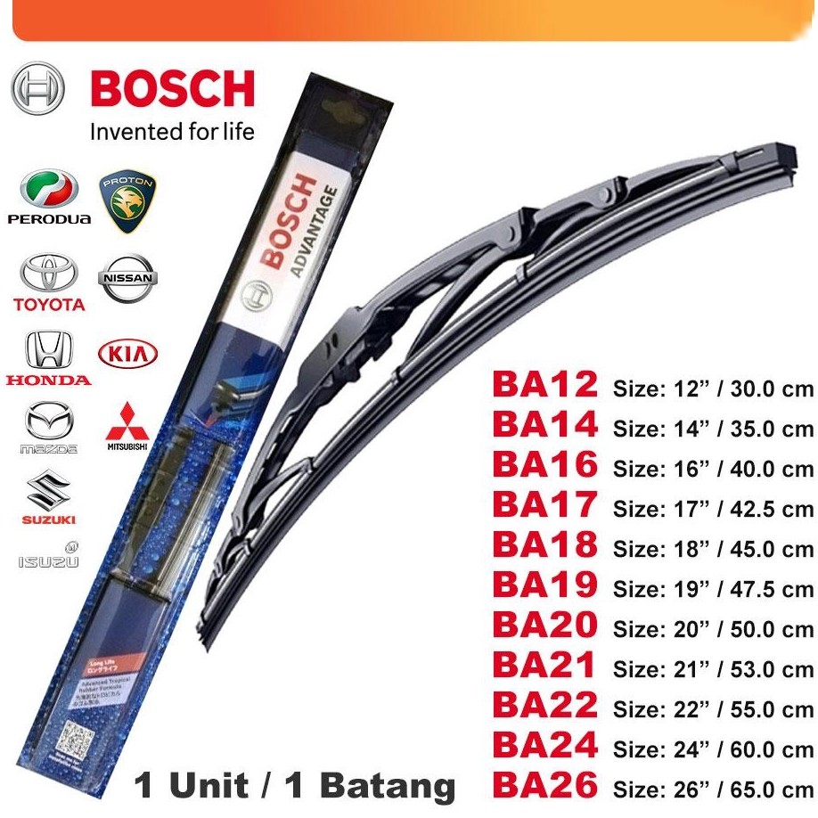 Bosch Advantage Wiper Blade 12” 14” 16” 17” 18” 20” 21” 22” 24” 26” | Shopee Malaysia