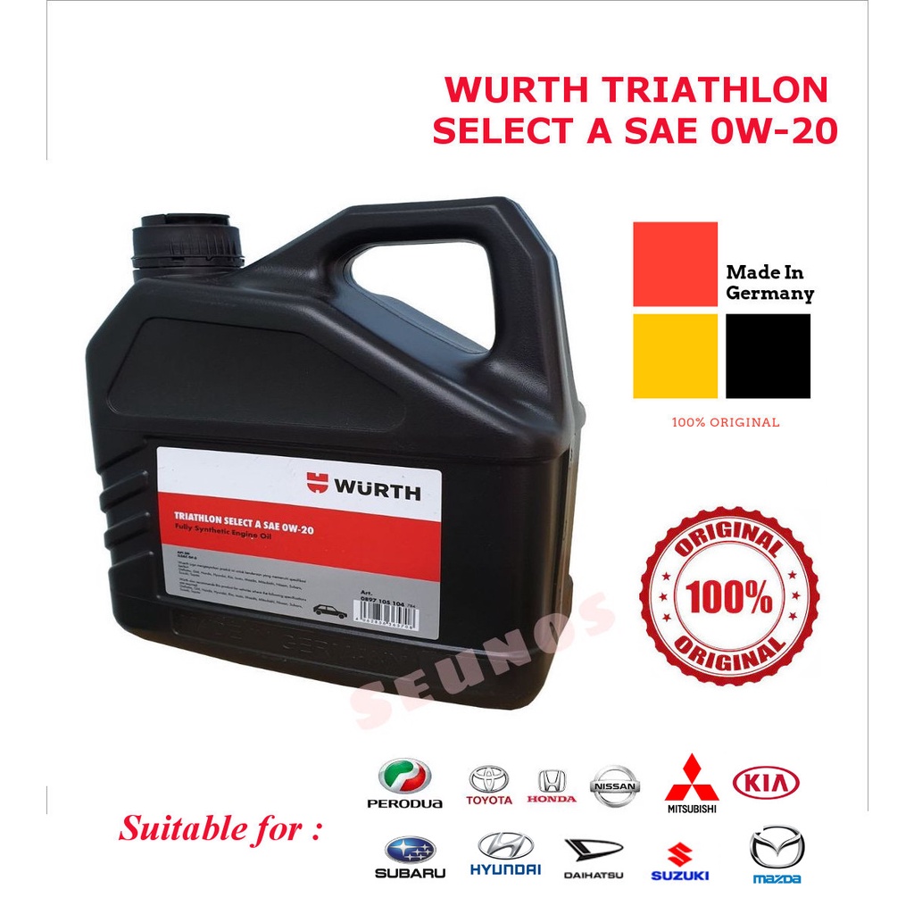 100% Original Wurth 0W-20 Triathlon Select Fully Synthetic Engine Oil ...
