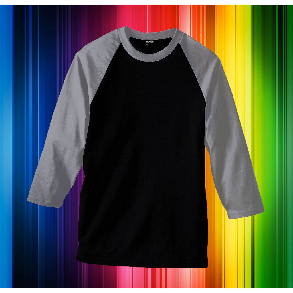 Black / Light Grey Melange Baju Raglan Shirt | Shopee Malaysia