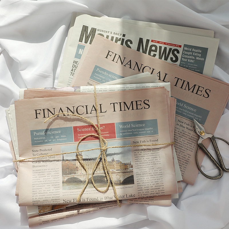 Old English Newspaper Photo props Ins Flowers Wrapping Paper | Shopee ...