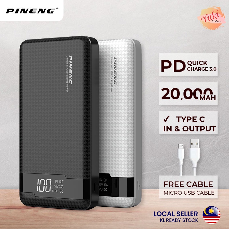 PINENG Powerbank PN861PD 20W 20,000mAh 10,000mAh Slim Design PowerBank ...