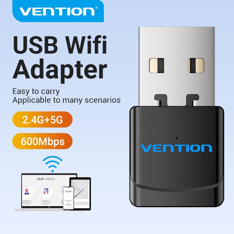 Vention USB WiFi Dongle Wireless Network Card Adapter 2.4G/5GHz 600Mbps ...