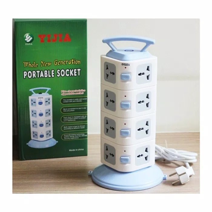 YIJIA PORTABLE POWER SOCKET WITH 3 PIN UNIVERSAL AND USB PORT | Shopee ...