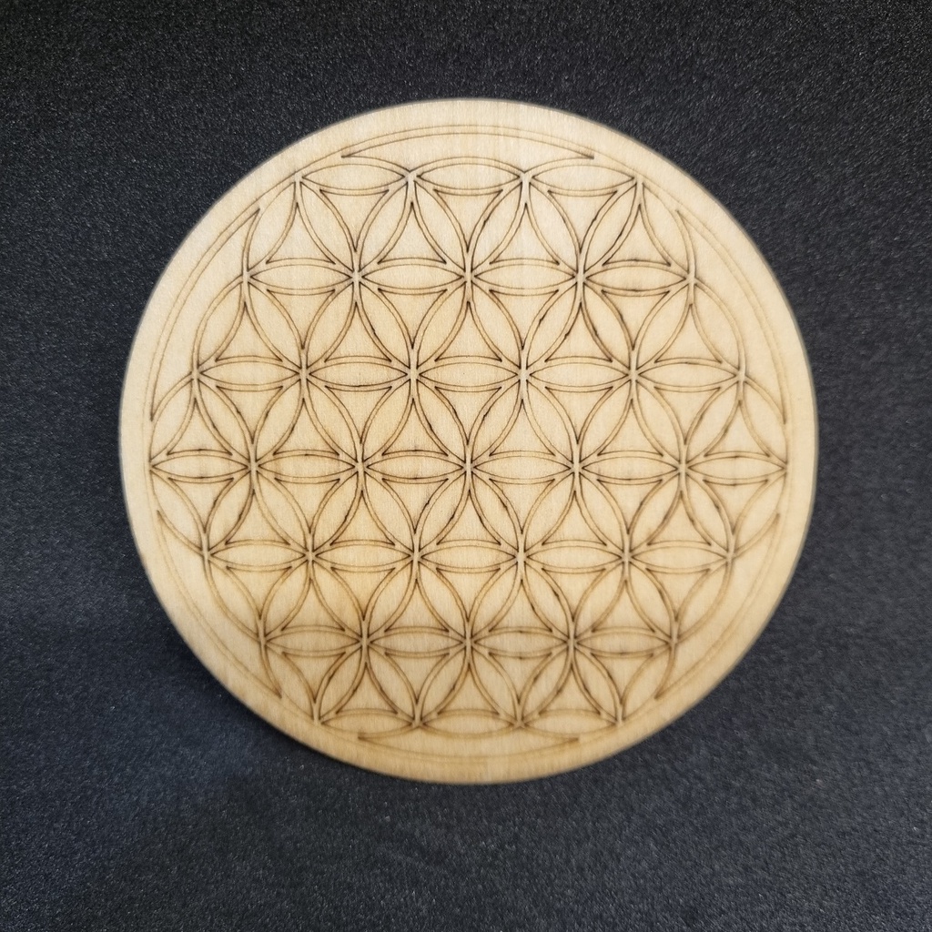 10cm Chakra Pattern Coaster Wood Flower of life Natural Symbol Round ...