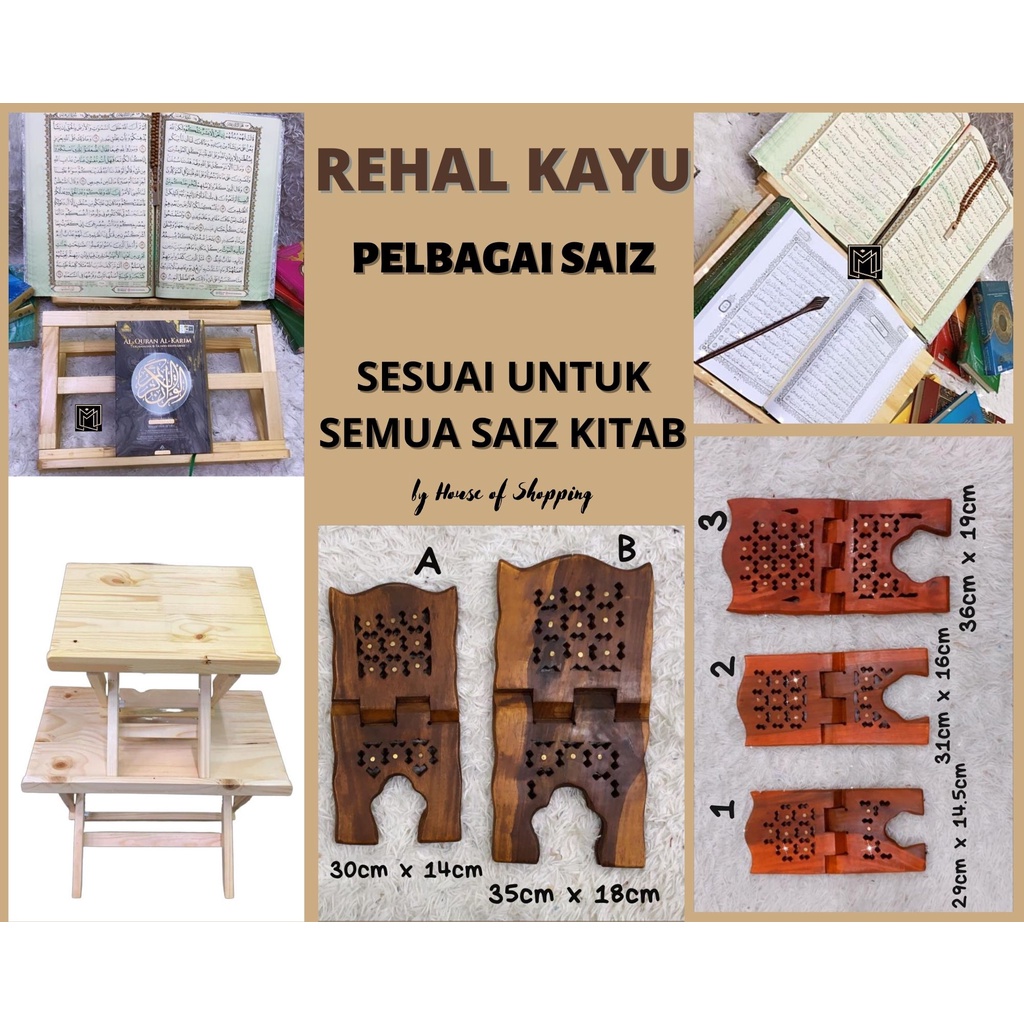 Rehal Kayu Lipat Rehal Meja Kayu Ukiran Papan untuk Al-Qur'an atau Buku ...