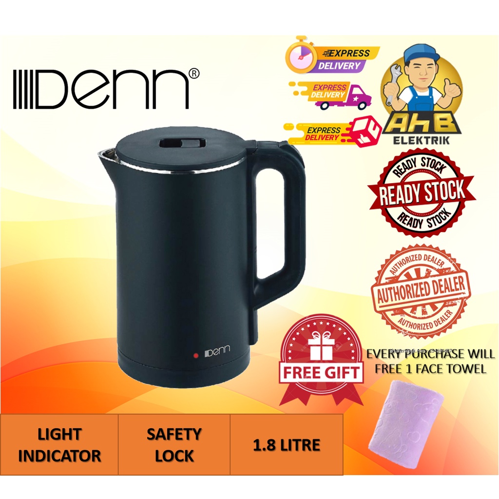 DENN JK-18STBK 1.8L Jug Kettle (SUS304 Stainless Steel) | Shopee Malaysia