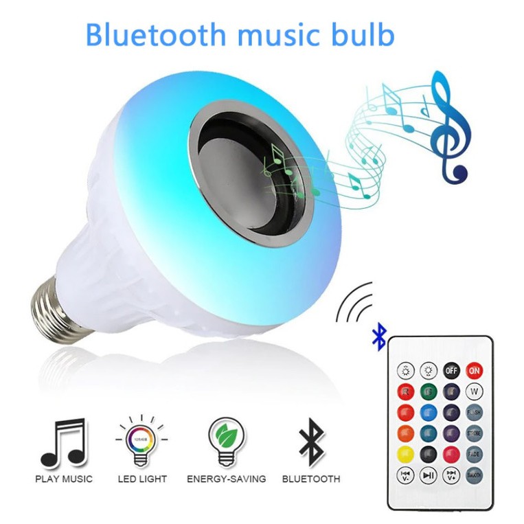 Led LIGHT MUSIC BULB E27 BLUETOOTH SPEAKER RGB COLORFUL REMOTE 12W ...