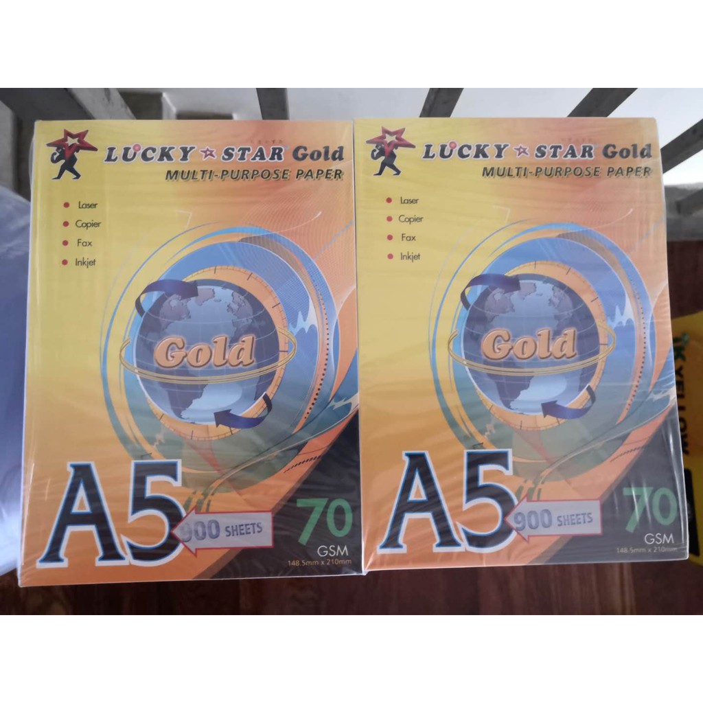 Lucky Star Gold A5 Paper 70gsm Multi-Purpose Paper 900 Sheet or 450 ...