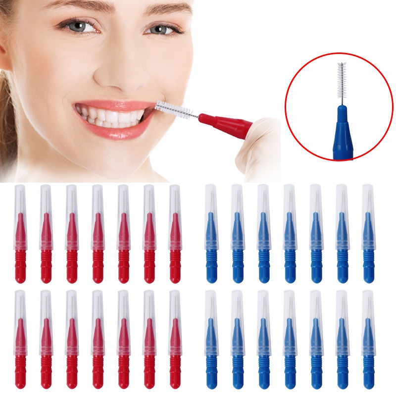 50pcs Dental Ortho Interdental Brush Floss Sticks Tooth Floss Teeth ...