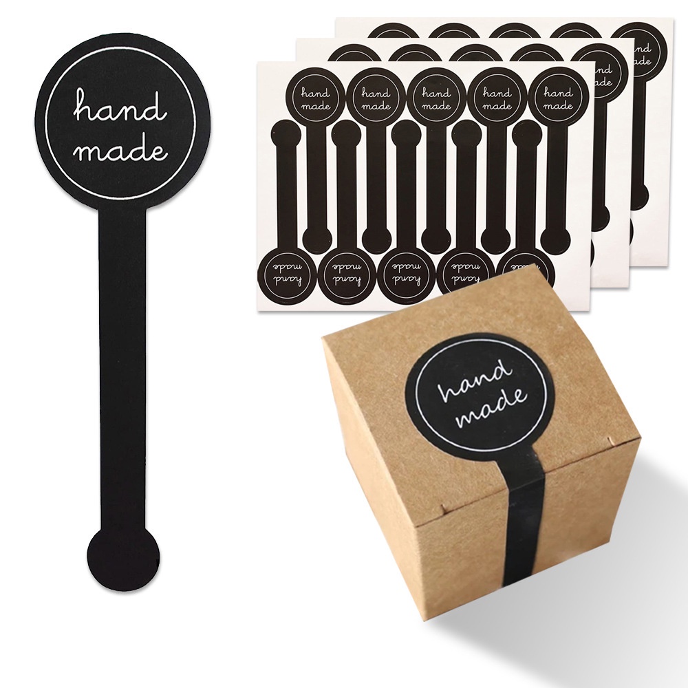 100Pcs Handmade Stickers Long Style Stickers Cake Black Sealing ...