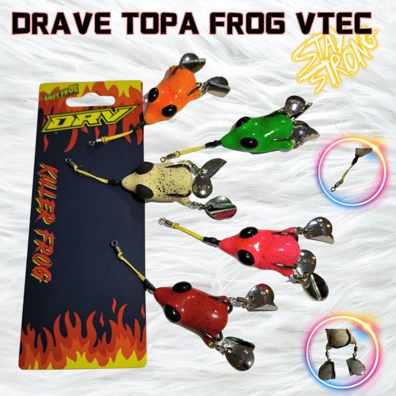 🔥 DRAVE Topa Frog Vtec Double Blade Rubber Soft Lure Bait Snakehead🔥 ...