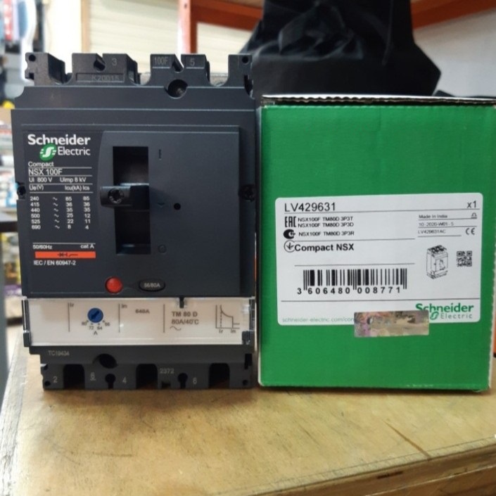 Mccb Breaker Schneider Electric NSX100F 3P 80A 3pole 80 A LV429631 ...