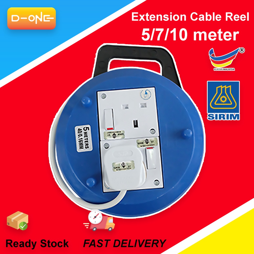 [SIRIM] Double Switch GANG Socket Extension Cable Reel (5/7/10 meter ...