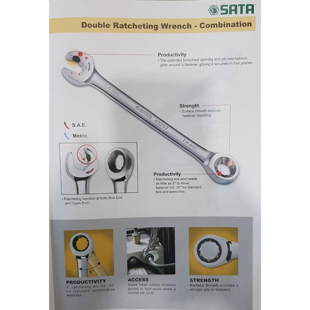 SATA 43601-43615 DOUBLE RATCHETING WRENCH 5.5MM TO 19MM | Shopee Malaysia